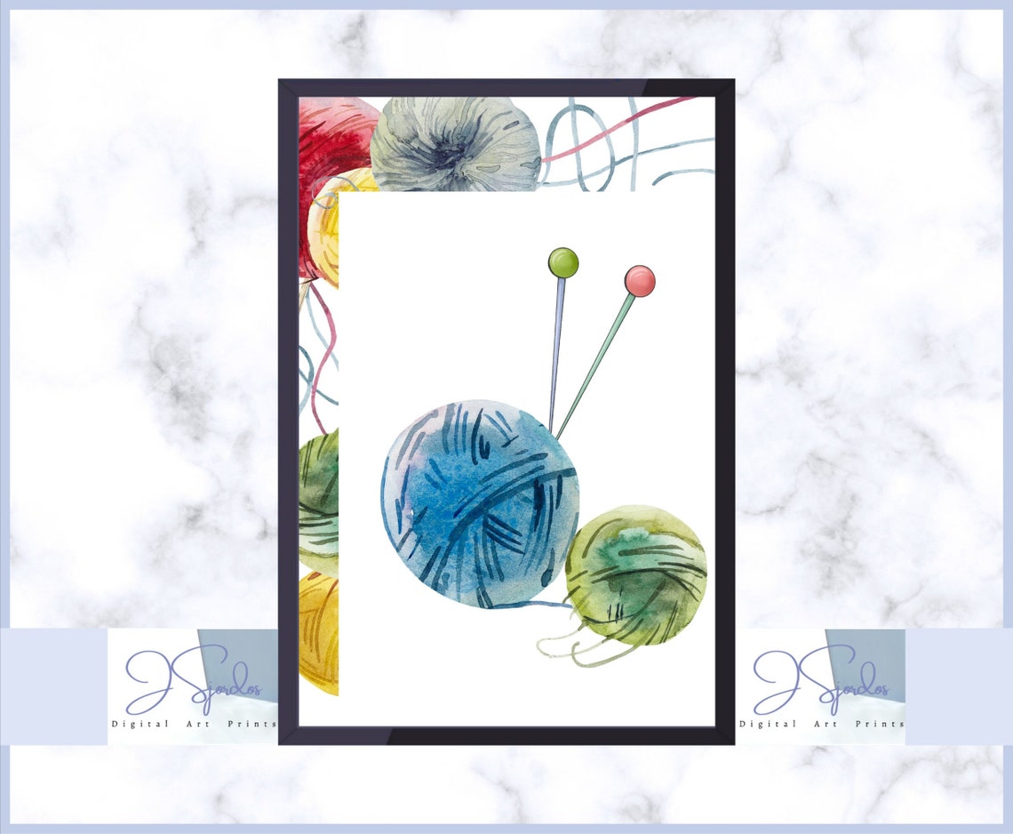 Knitting Digital Art Print Knitting Wall Art Home Decor - Etsy