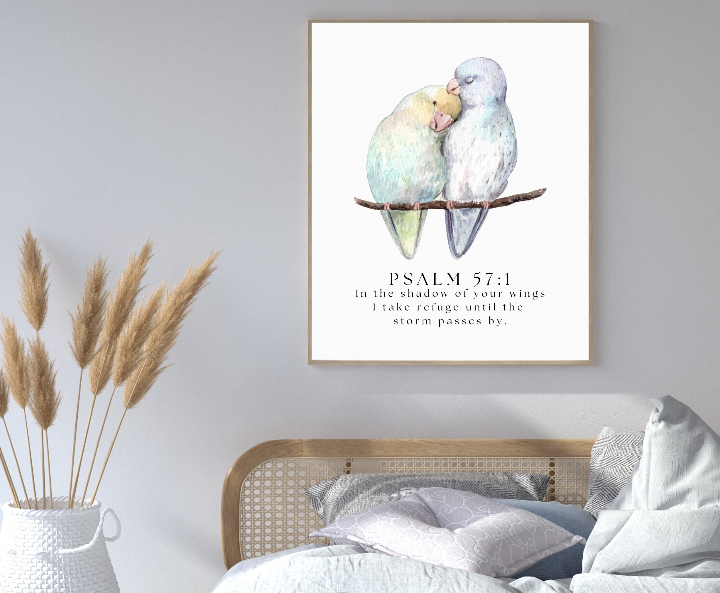 Psalm 57:1 Bible Scripture Art, Christian Wall Poster, Religious Wall ...