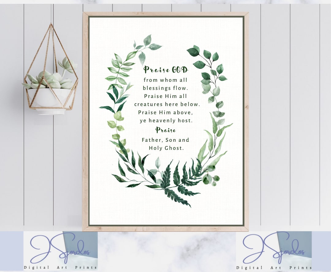 Doxology Wall Art Print, Doxology Pdf, Hymn of Praise Printable Art ...