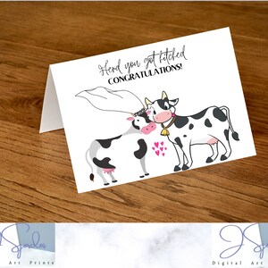 Cow Wedding Card, Printable Cow Cards, Cow Card for Wedding, Cartoon ...