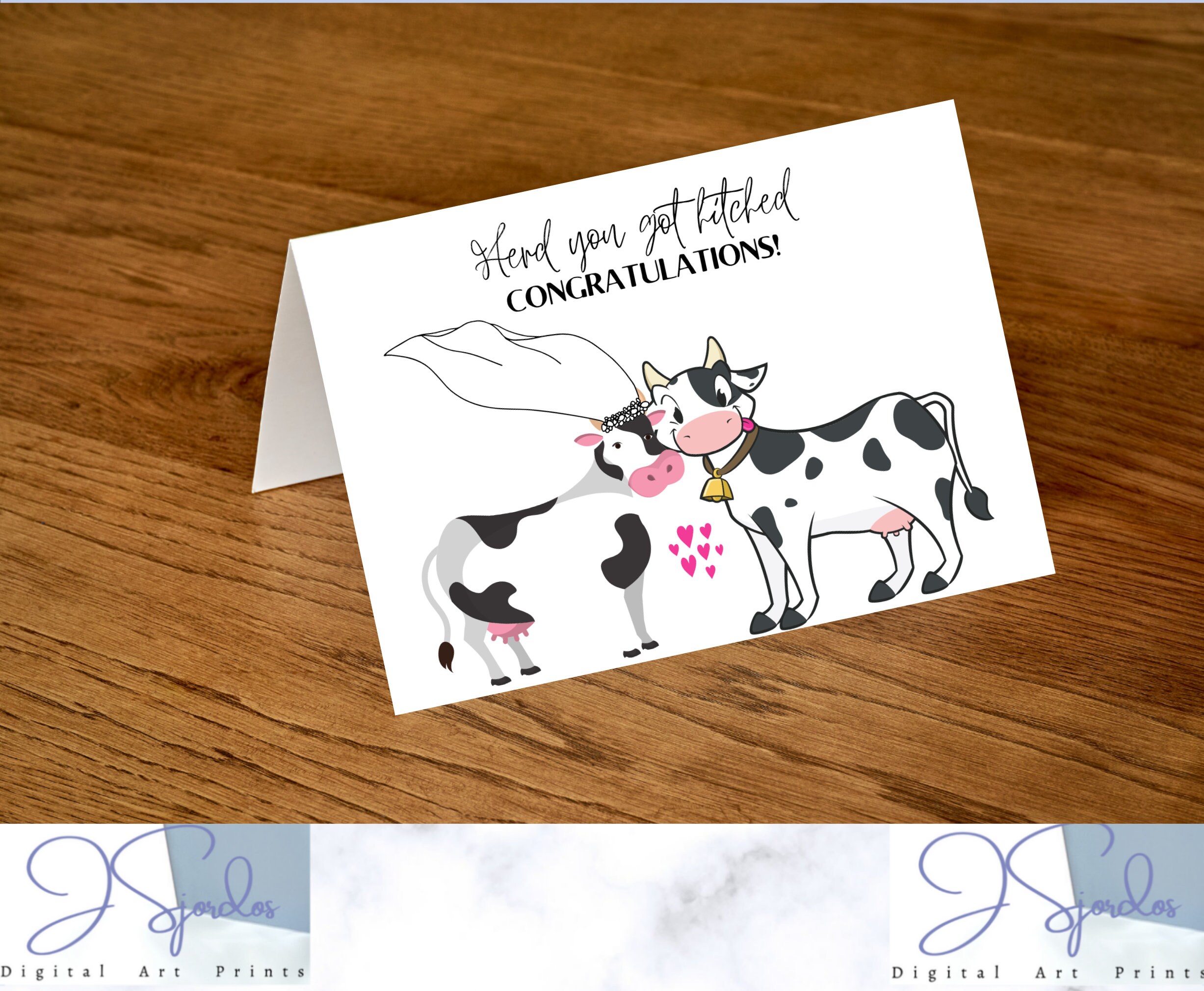 Cow Wedding Card, Printable Cow Cards, Cow Card for Wedding, Cartoon ...