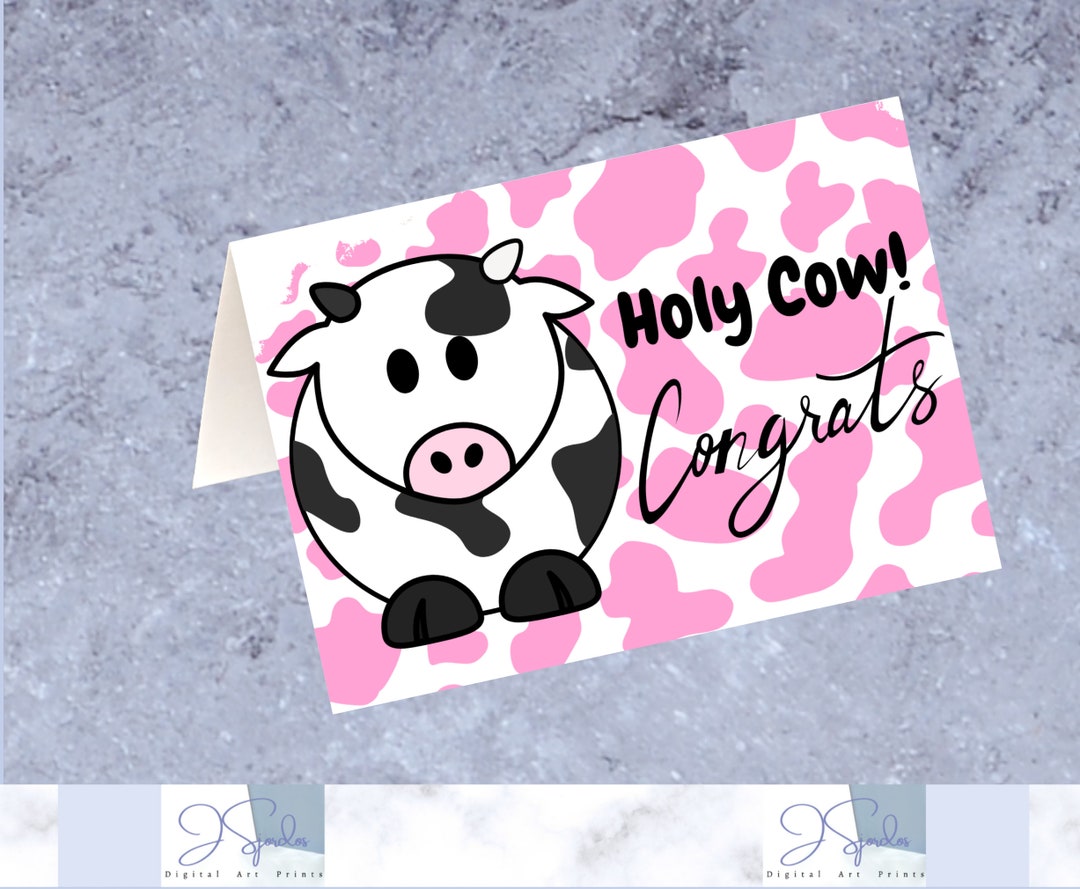 Congratulations Printable Cow Card, Cow Lovers Greeting Cards ...