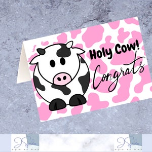 Congratulations Printable Cow Card, Cow Lovers Greeting Cards ...