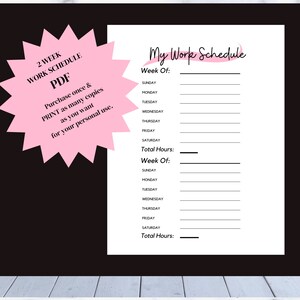 Printable Daily and Weekly Work Schedule, Work Time Tracker, Printable ...