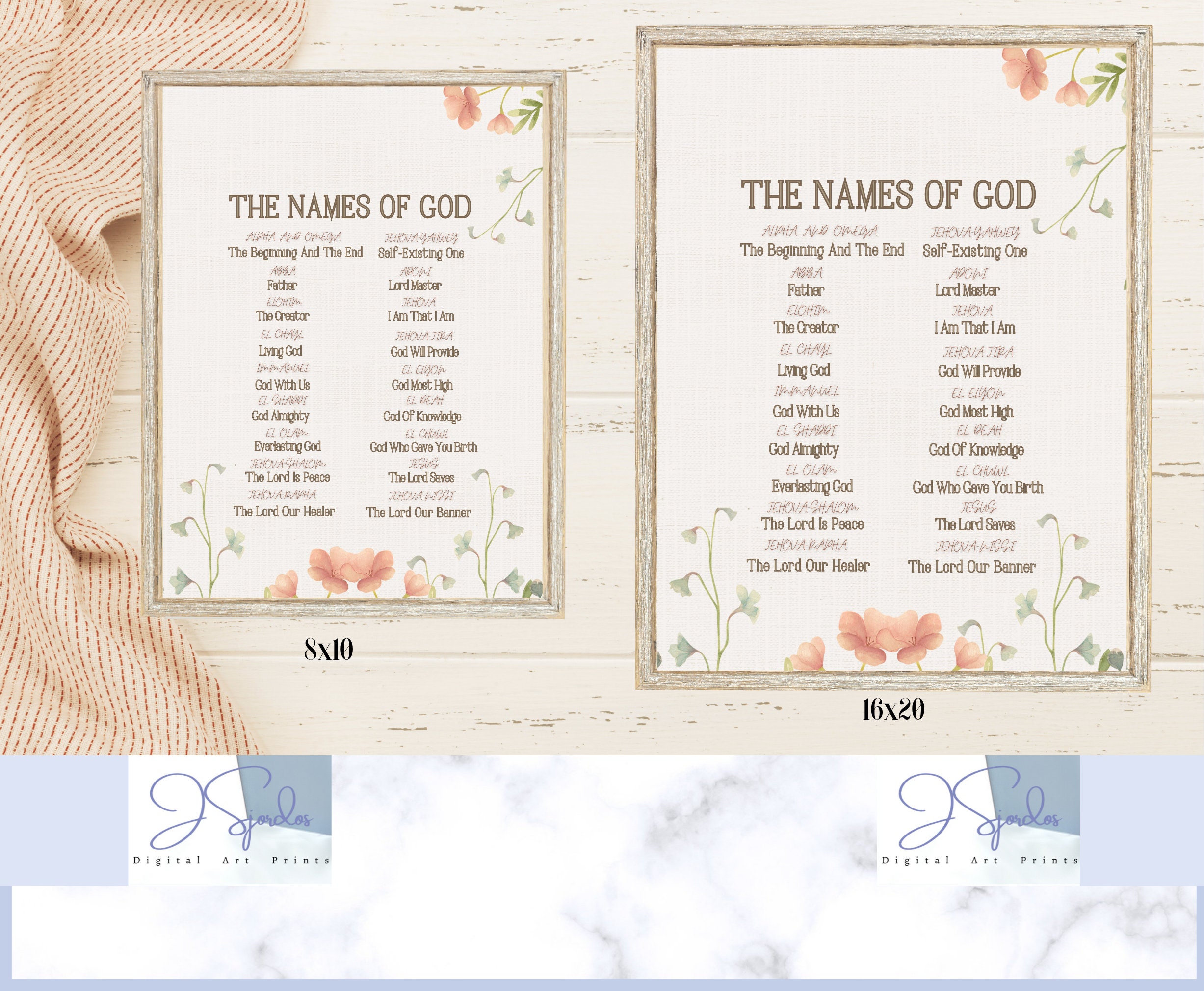 The Names of God Wall Art, Christian Printables, Christian Wall Art ...