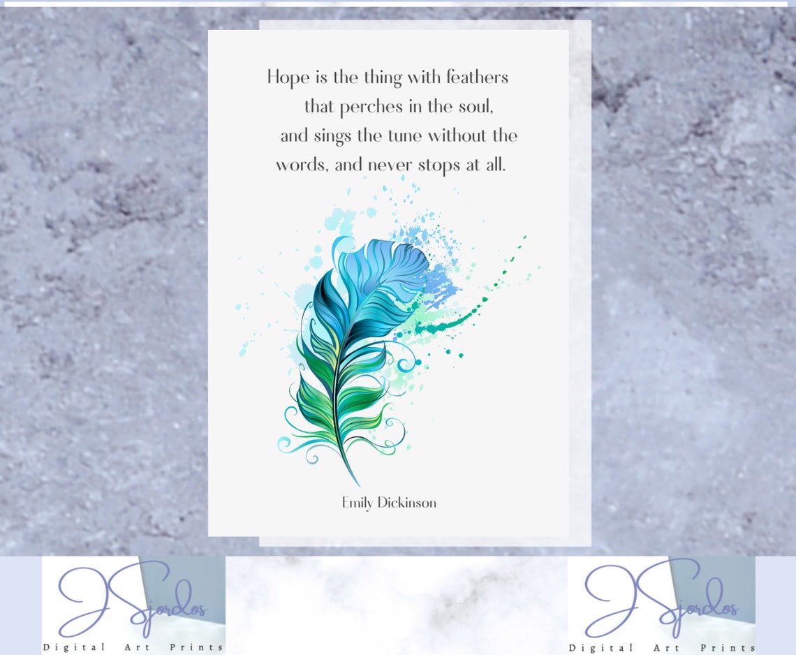 Hope Poem by Emily Dickinson, Printable Cards, Emily Dickinson Hope is ...