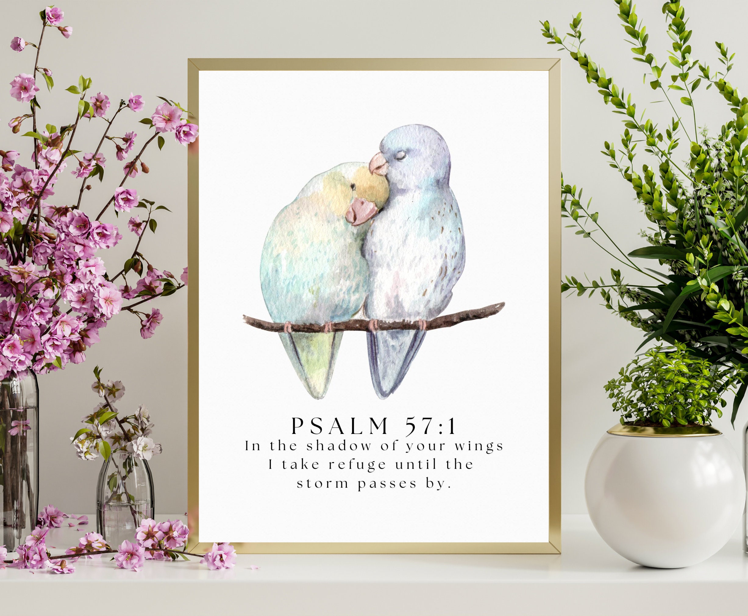 Psalm 57:1 Bible Scripture Art, Christian Wall Poster, Religious Wall ...
