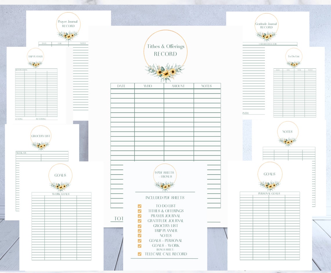 Tithes and Offerings Record, Church Record of Giving, Tithe Tracker ...