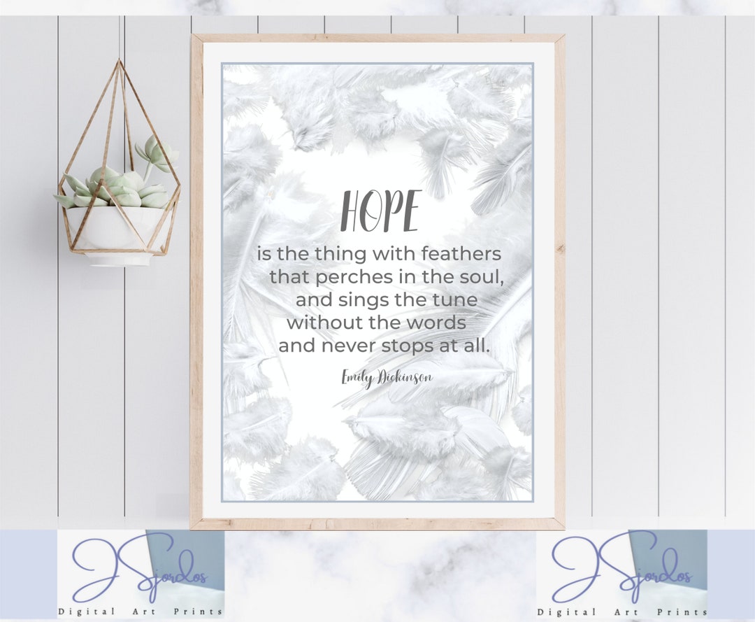 Emily Dickinson Hope Poem Art Print, Emily Dickinson Hope is the Thing ...