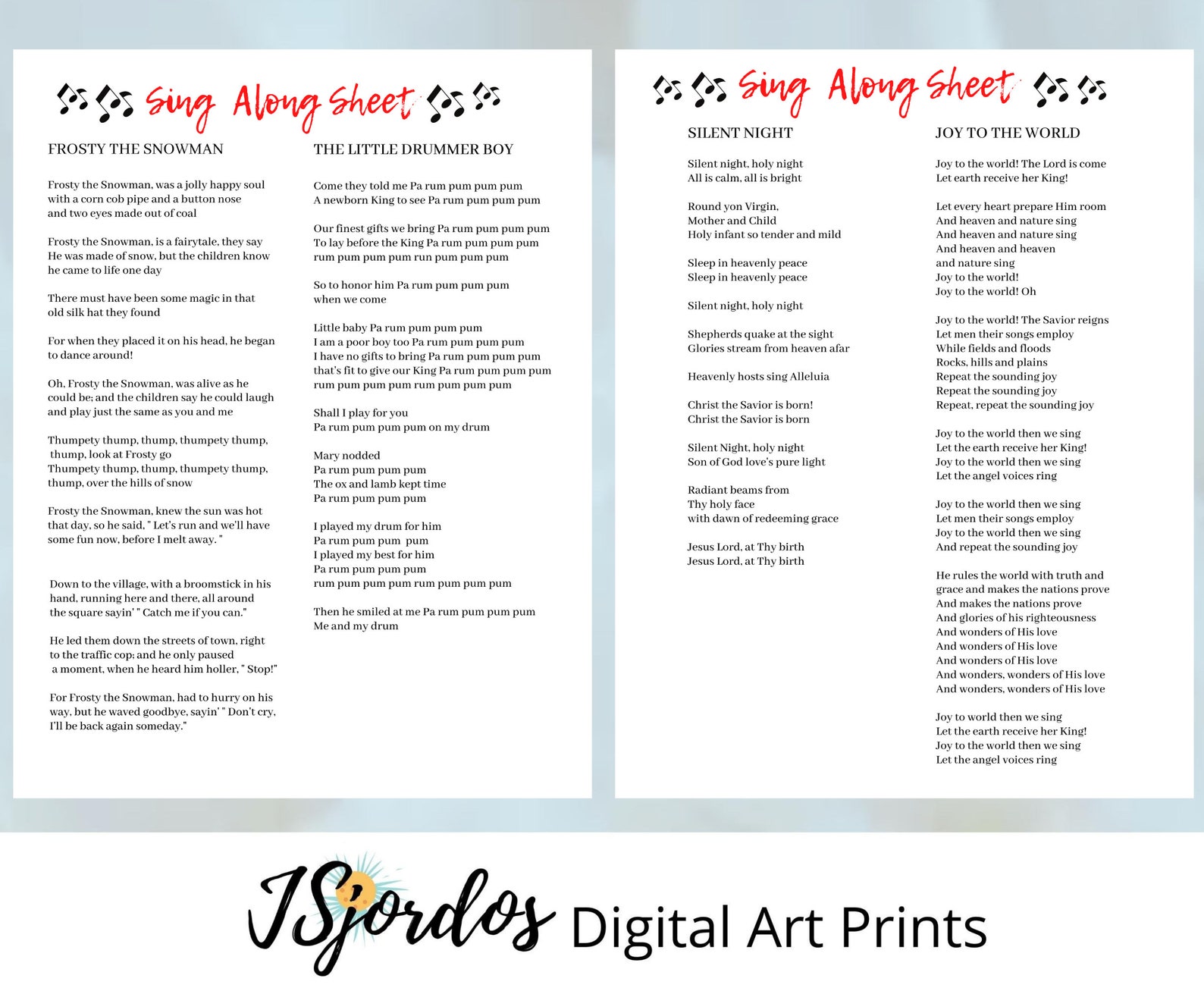 Printable Sing Along Sheet Religious Christmas Songs, Adults, Seniors ...