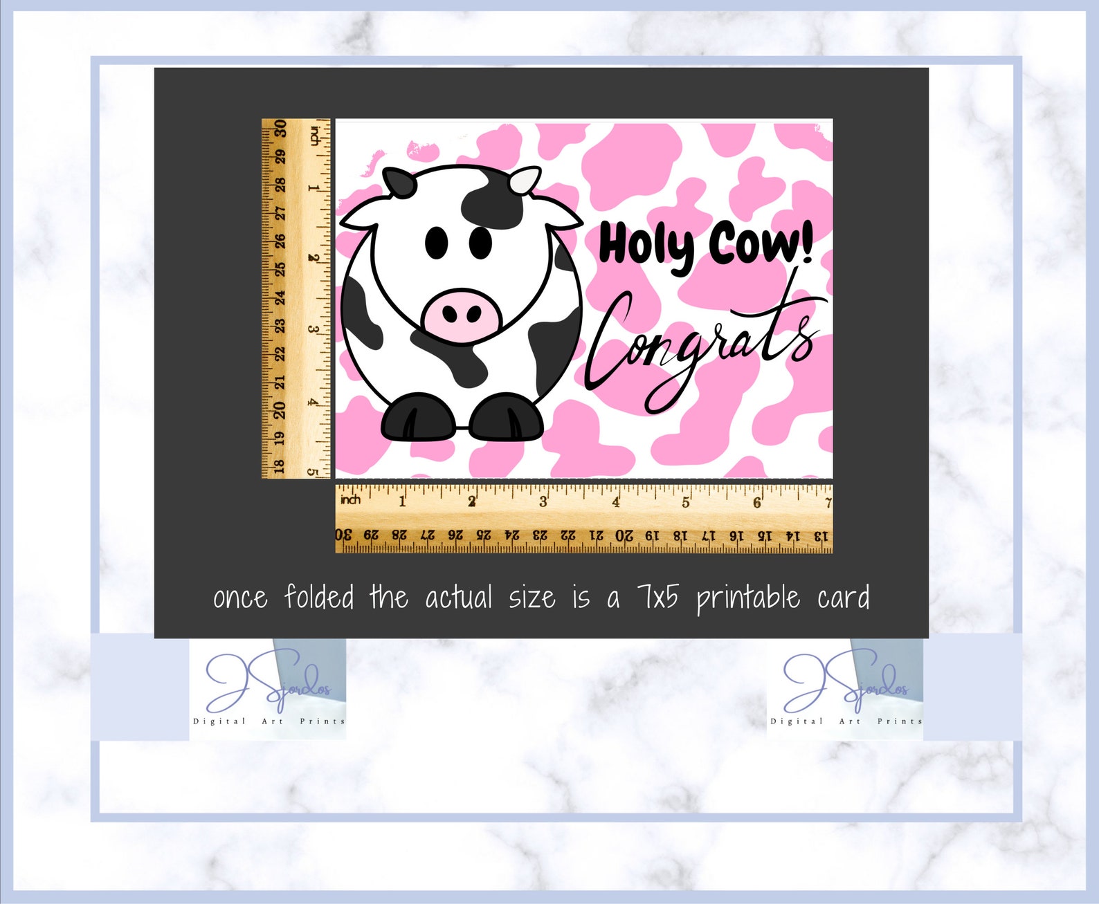 Congratulations Printable Cow Card, Cow Lovers Greeting Cards ...