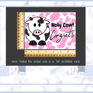 Congratulations Printable Cow Card, Cow Lovers Greeting Cards ...