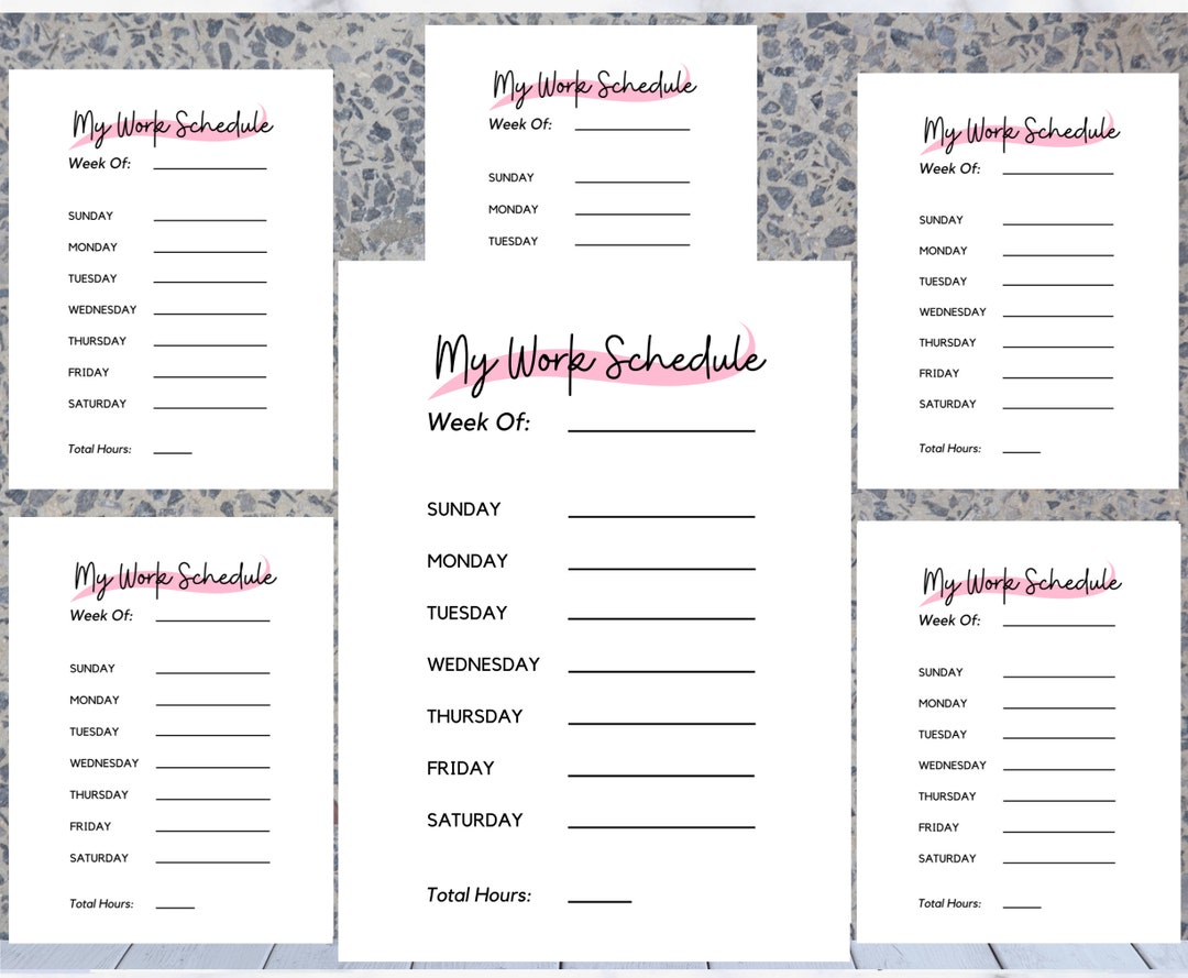 Printable Work Schedule, Work Time Tracker, Work Schedule Printable ...