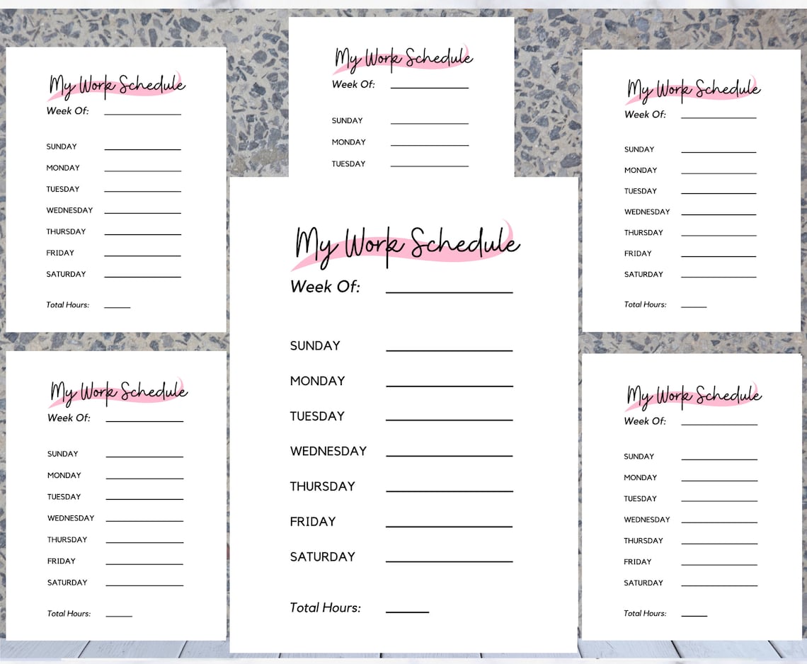 Printable Work Schedule, Work Time Tracker, Work Schedule Printable ...