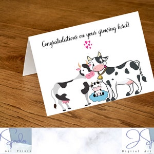 Cow Card for Baby Shower, New Baby Printable Card, Printable Cow Cards ...