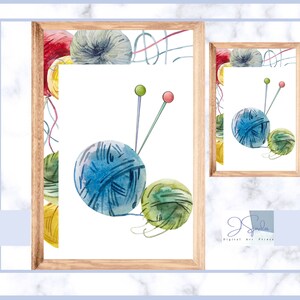 Knitting Digital Art Print, Knitting Wall Art, Home Decor, Knitting ...
