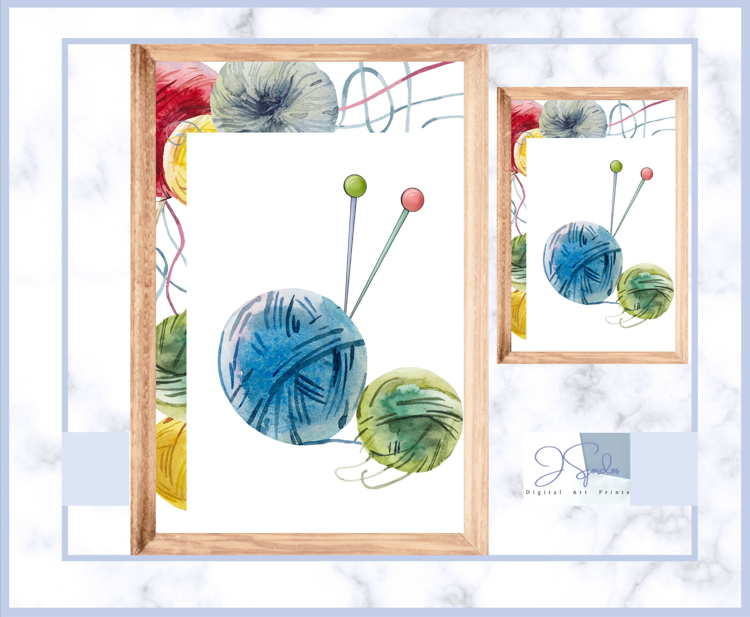 Knitting Digital Art Print, Knitting Wall Art, Home Decor, Knitting ...