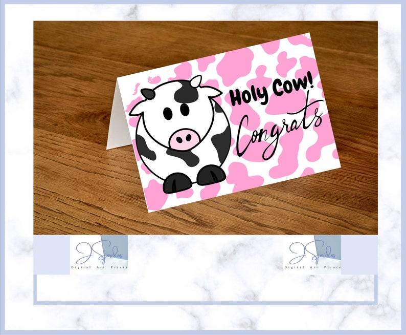 Congratulations Printable Cow Card, Cow Lovers Greeting Cards ...