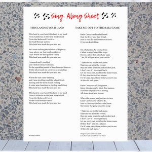 Printable Sing Along Sheet, Summer Sing- A- Long Songs, Adults, Seniors ...