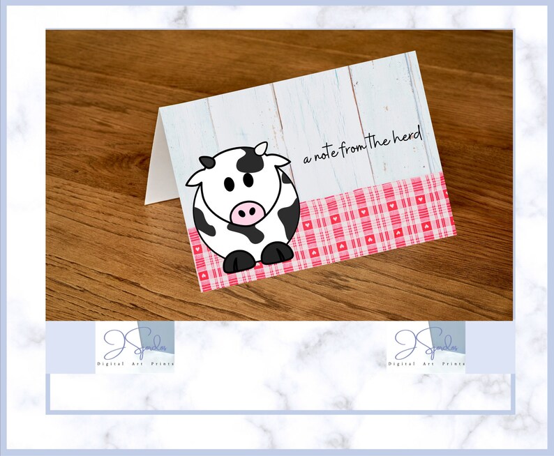 Printable Card Cow Note Cards, Digital Cow Cards, Digital Card for ...