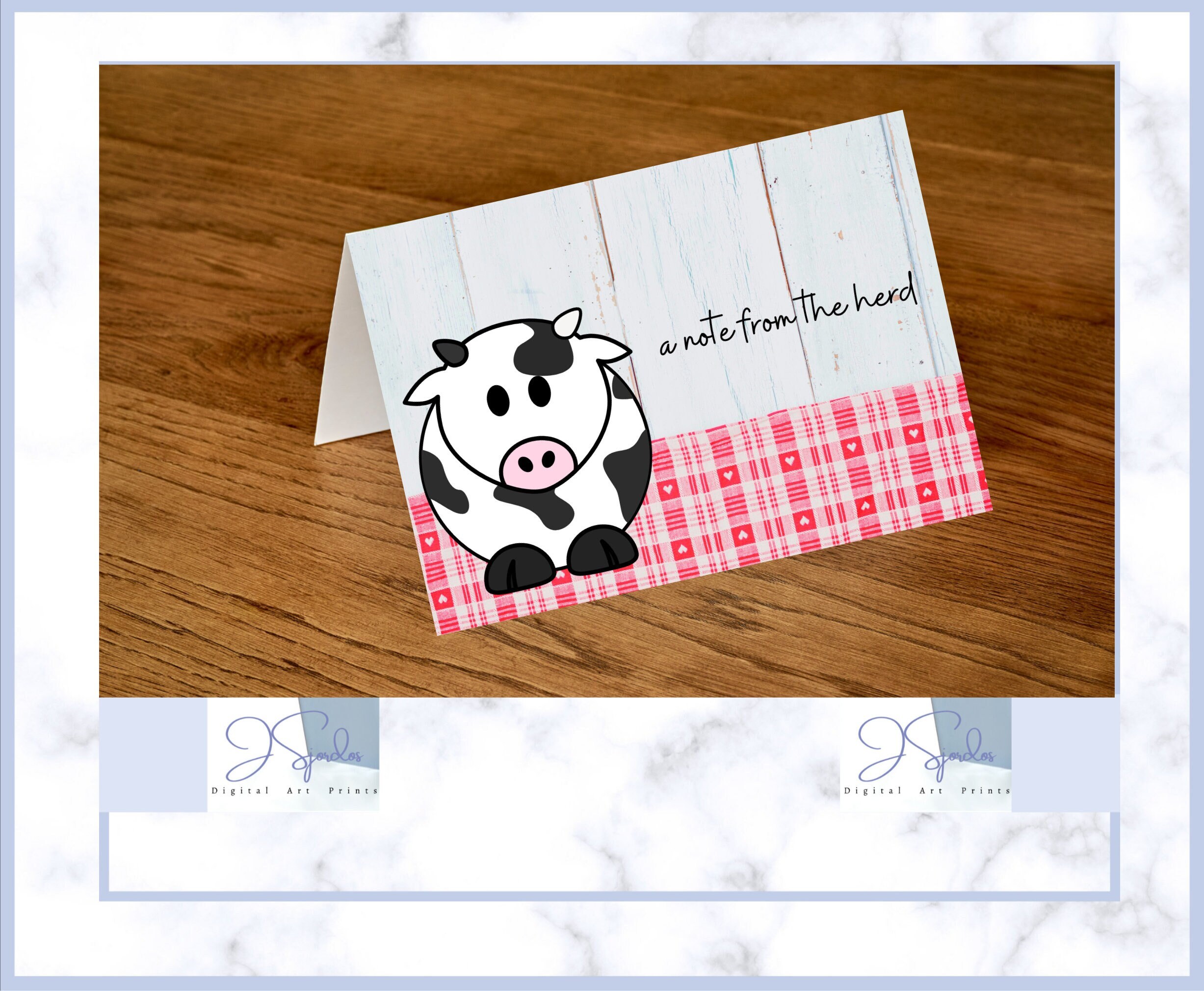 Printable Card Cow Note Cards, Digital Cow Cards, Digital Card for ...