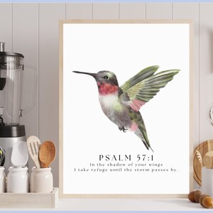 Psalm 57:1 Christian Home Decor, Hummingbirds Wall Art, Bible Scripture ...