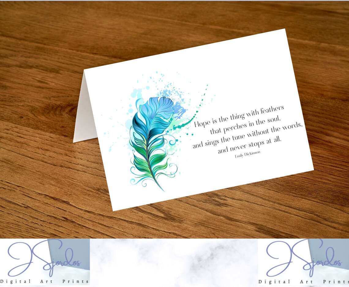 Emily Dickinson Poem Printable Card, Emily Dickinson Hope is the Thing ...
