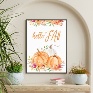 Hello Fall Sign, Hello Fall Digital Print, Fall Home Decor, Fall ...