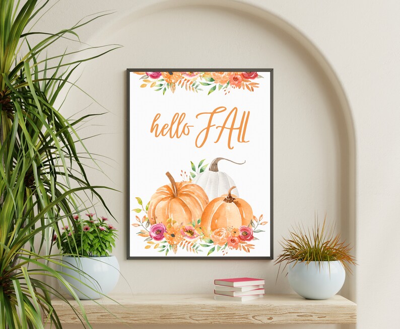 Hello Fall Sign, Hello Fall Digital Print, Fall Home Decor, Fall ...