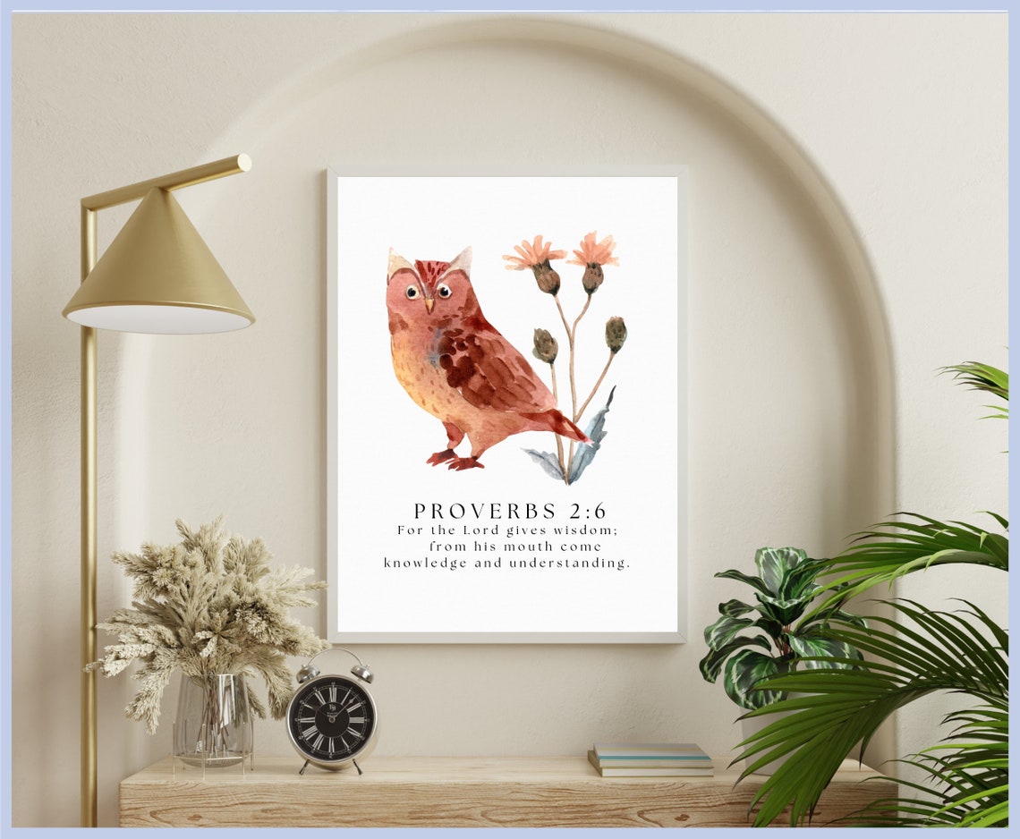 Proverbs 2:6 Scripture Print for Walls, Christian Gifts, Bible Verse ...