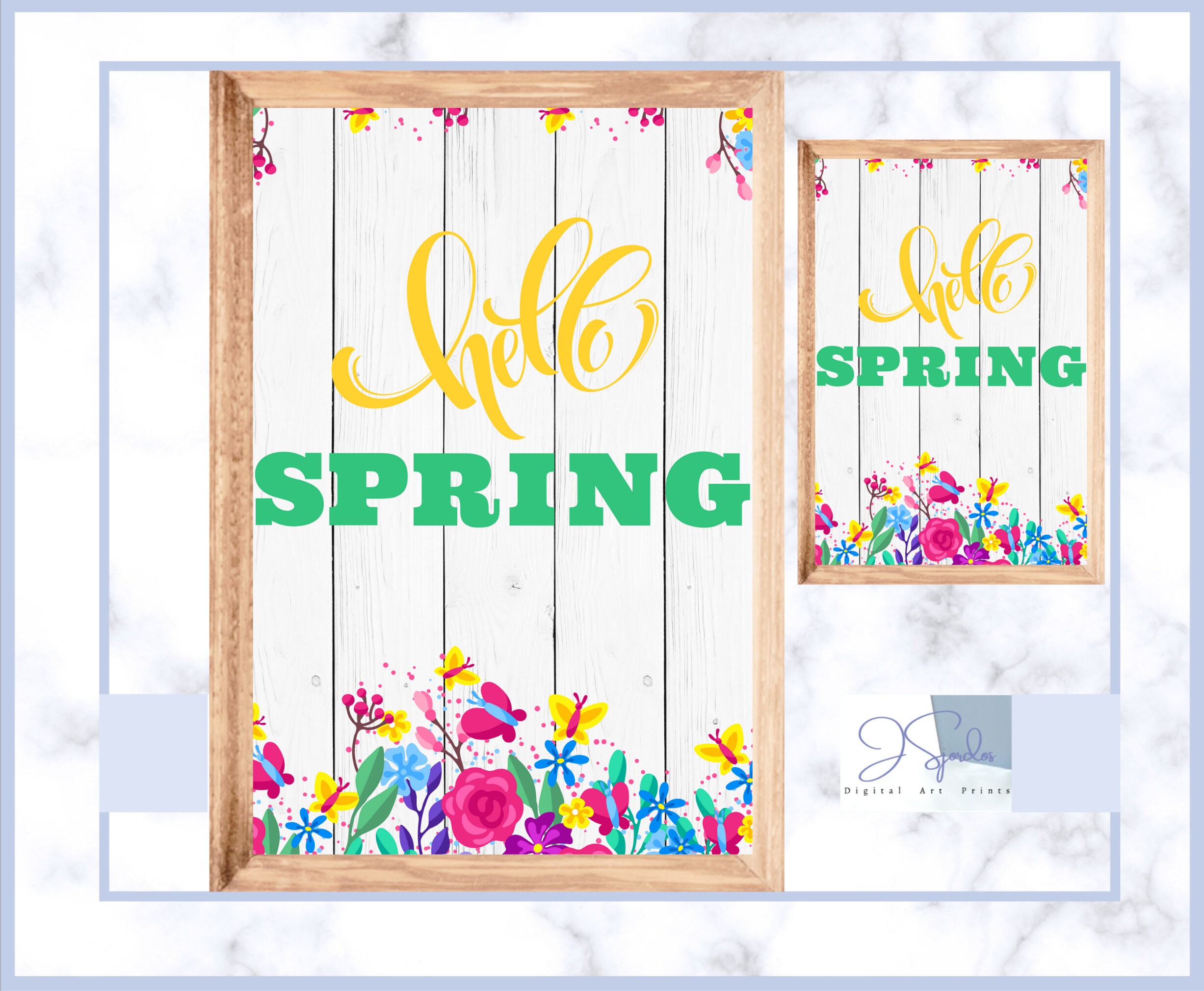Hello Spring Digital Art, Art Print, Farmhouse Sign, Hello Spring With ...
