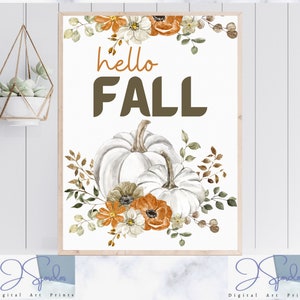 Hello Fall Art, Hello Fall Digital Print, Fall Home Decor, Fall Digital ...
