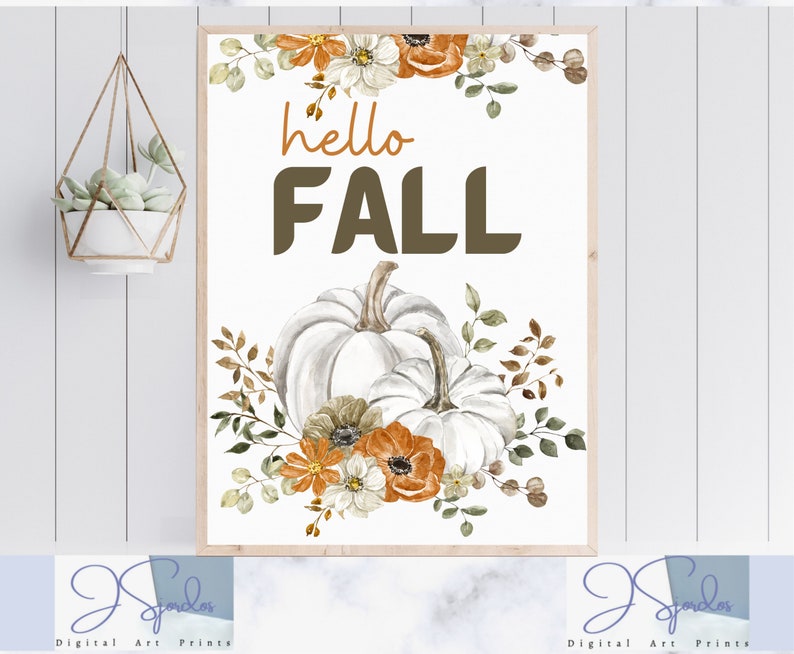Hello Fall Art, Hello Fall Digital Print, Fall Home Decor, Fall Digital ...