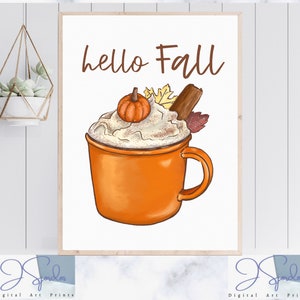 Hello Fall Digital Wall Art, Hello Fall Sign, Fall Home Decor, Fall ...