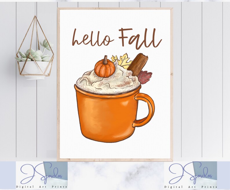 Hello Fall Digital Wall Art, Hello Fall Sign, Fall Home Decor, Fall ...