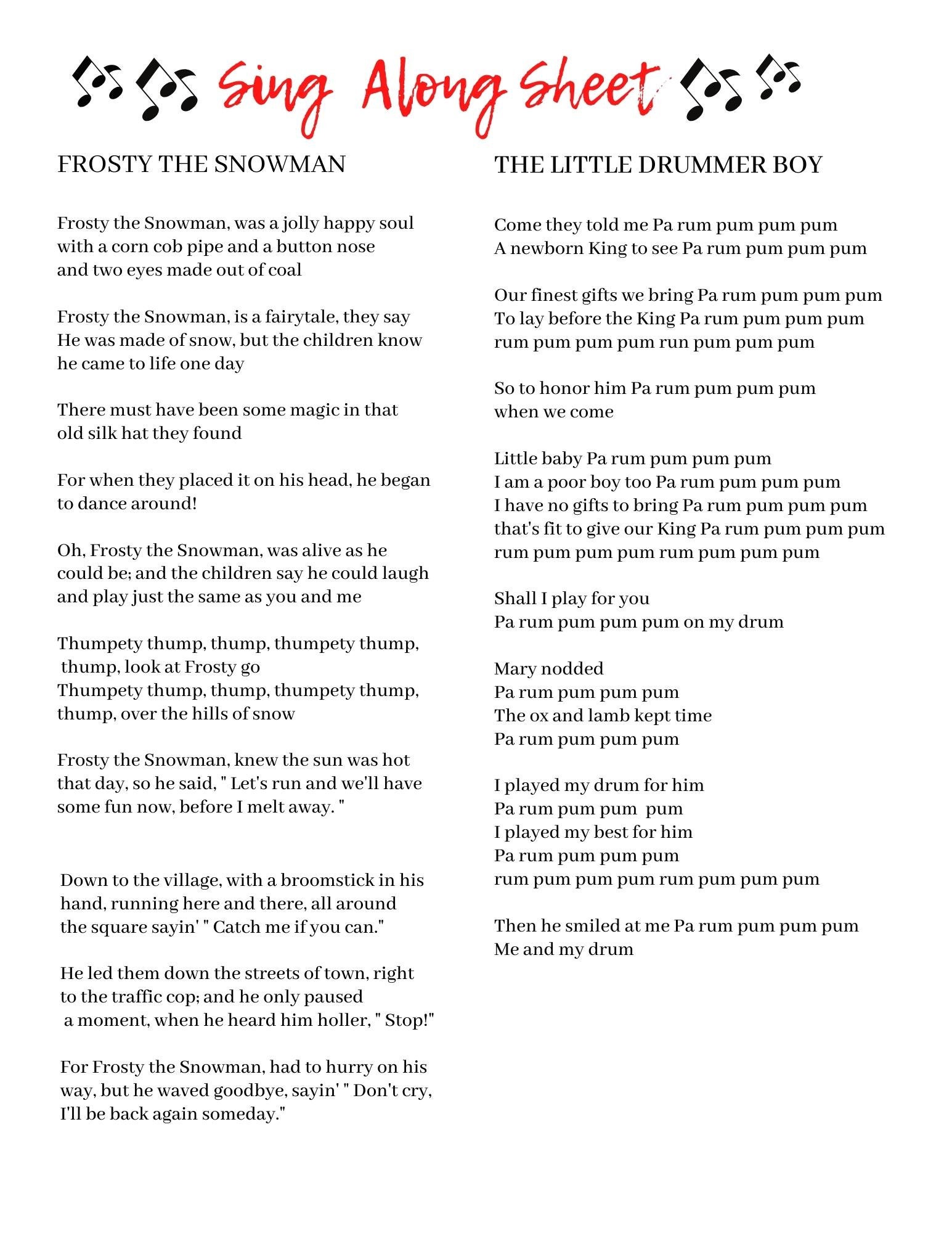 Printable Sing Along Sheet Religious Christmas Songs, Adults, Seniors ...