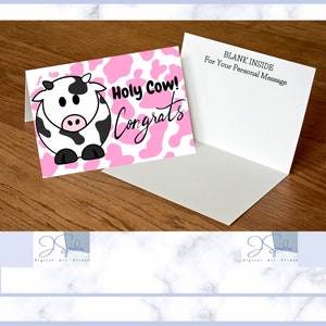 Congratulations Printable Cow Card, Cow Lovers Greeting Cards ...