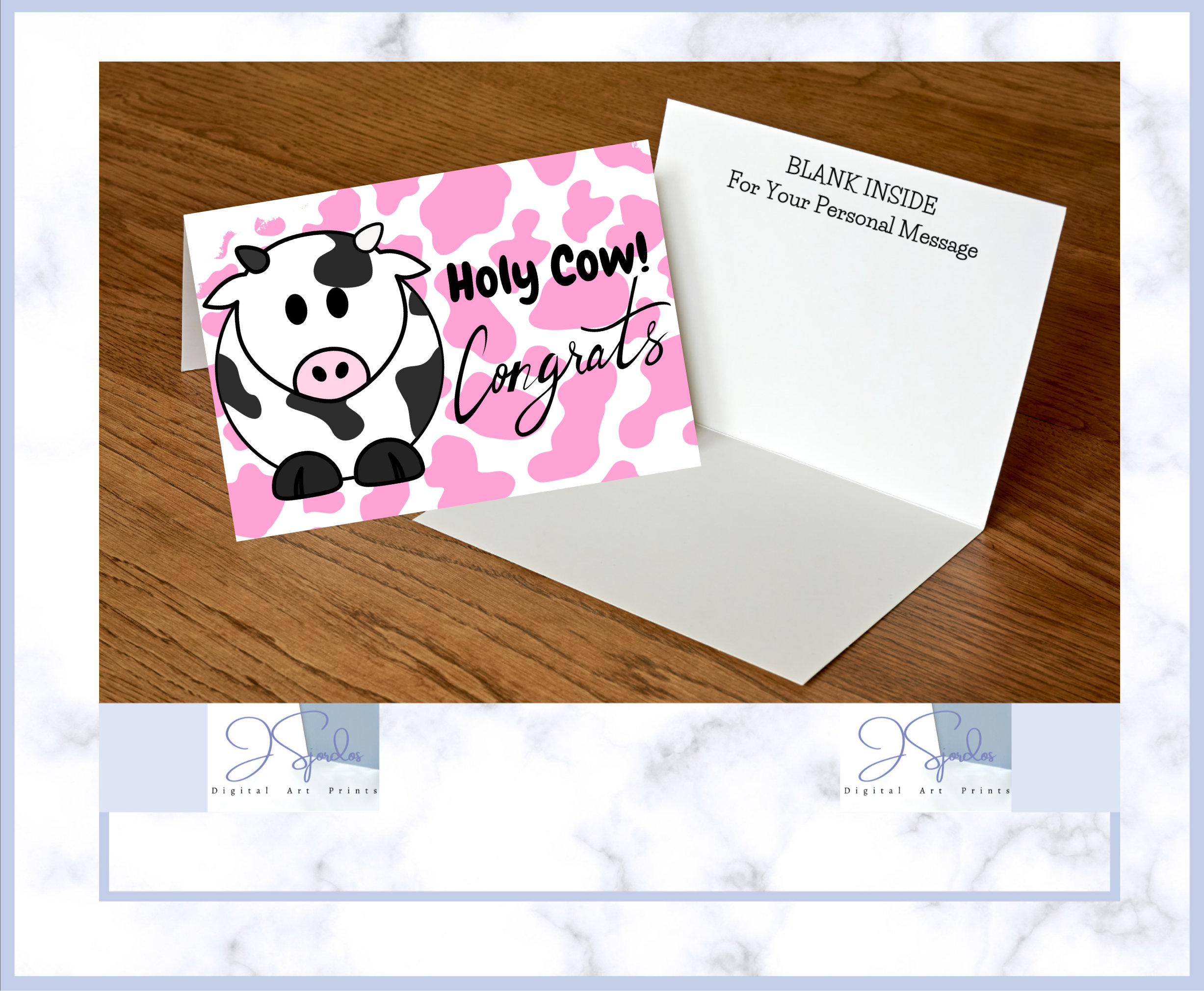 Congratulations Printable Cow Card, Cow Lovers Greeting Cards ...