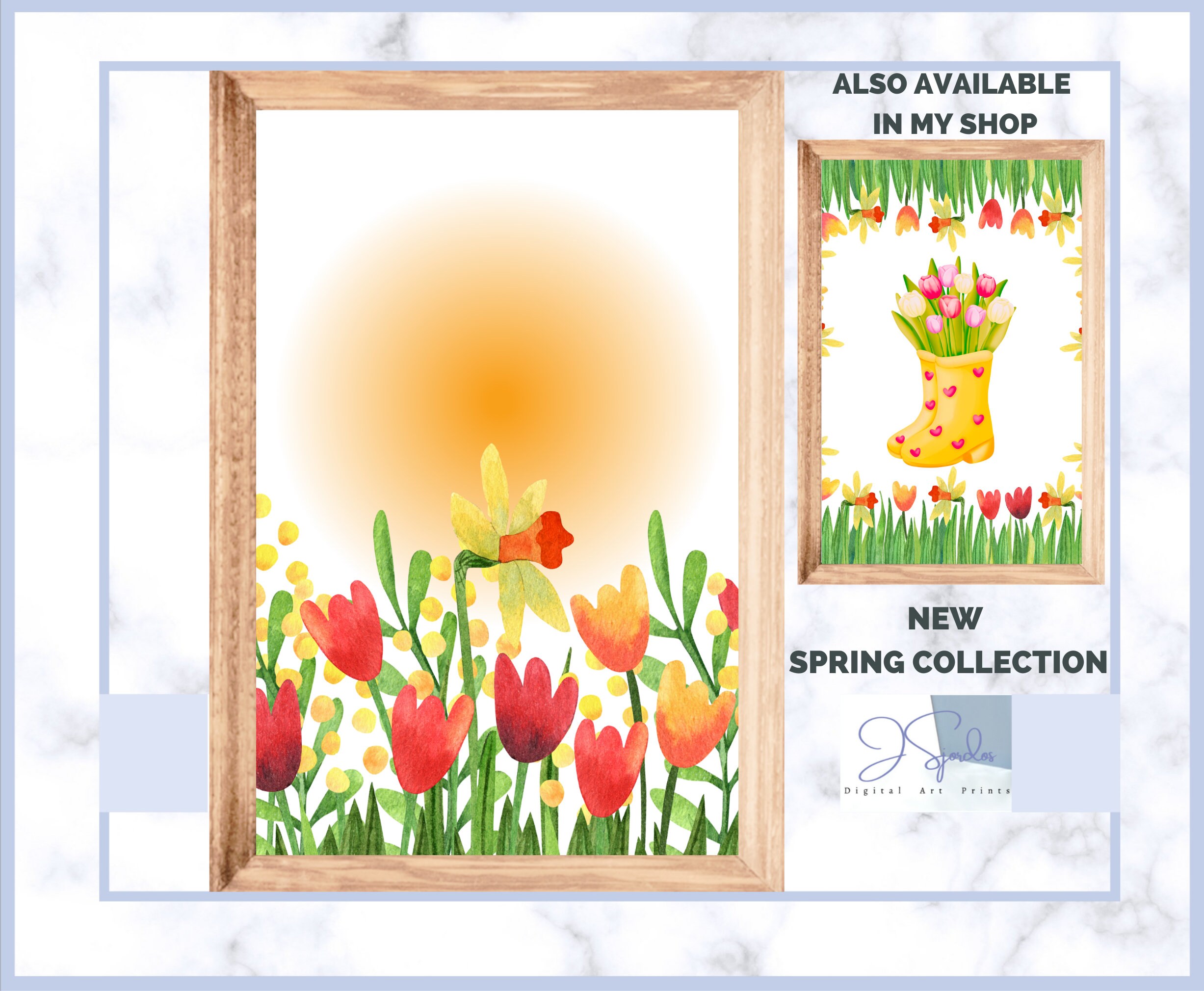 Watercolor Garden Flower, Spring Digital Print, Watercolor Tulips ...