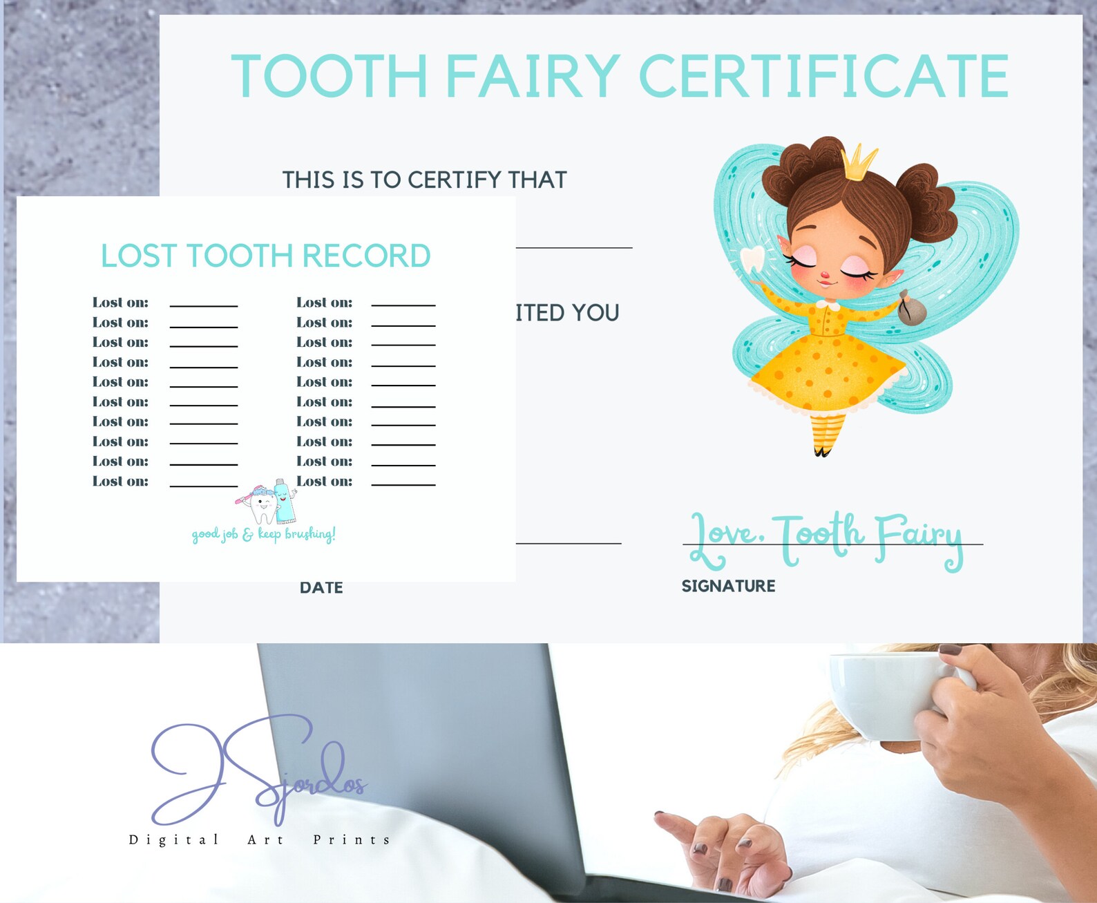 Lost Tooth Record, Tooth Fairy Certificate, Pdf, Lost Tooth Chart ...