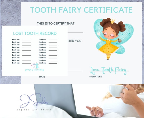Lost Tooth Record Tooth Fairy Certificate Pdf Lost Tooth - Etsy