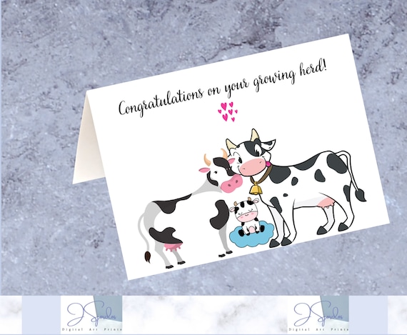 Cow Card for Baby Shower New Baby Printable Card Printable - Etsy