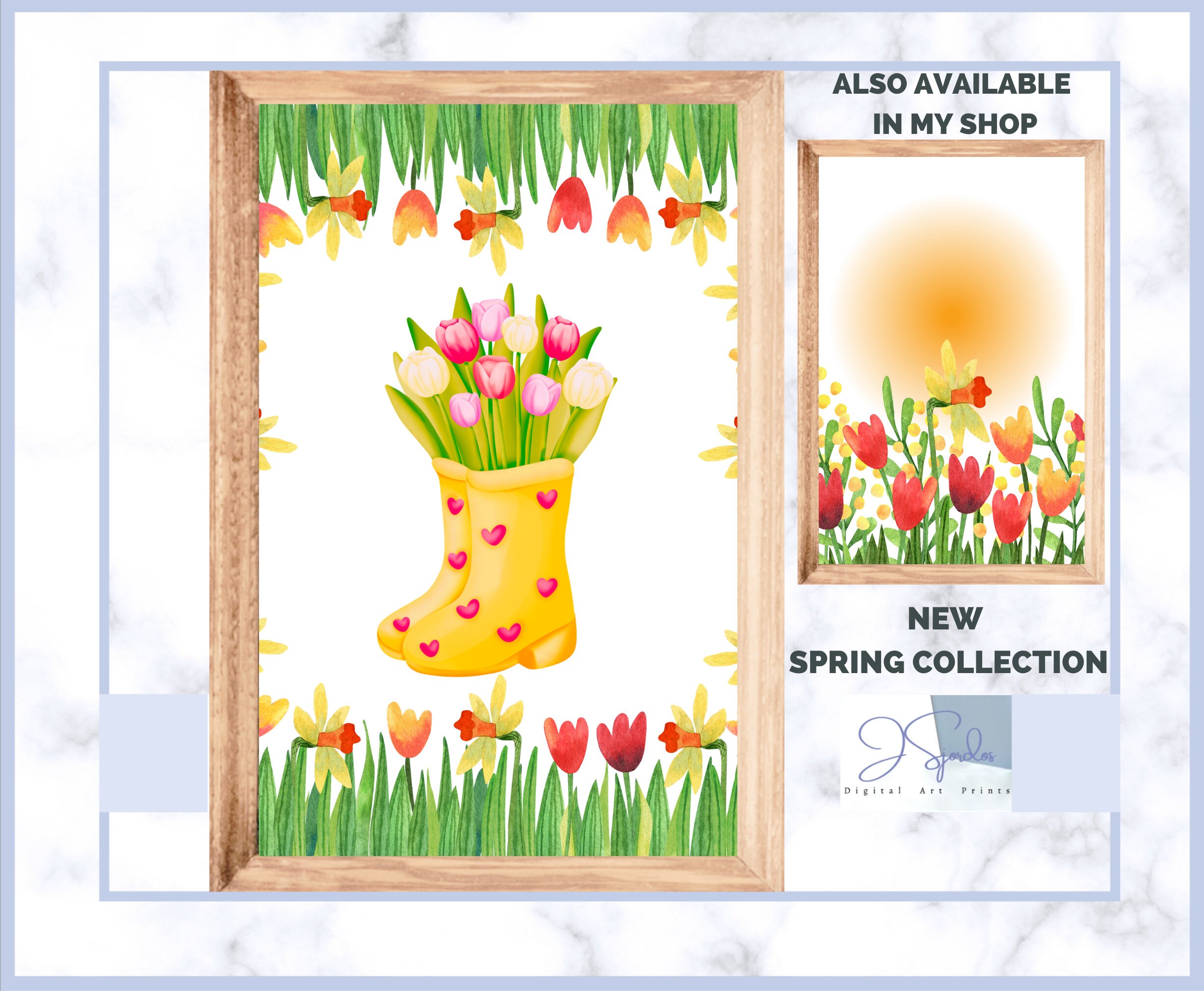 Spring Tulips Art Print, Spring Digital Print, Watercolor Tulips ...
