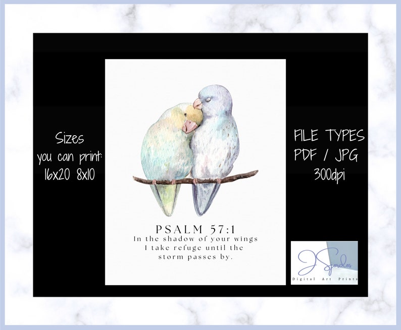 Psalm 57:1 Bible Scripture Art, Christian Wall Poster, Religious Wall ...
