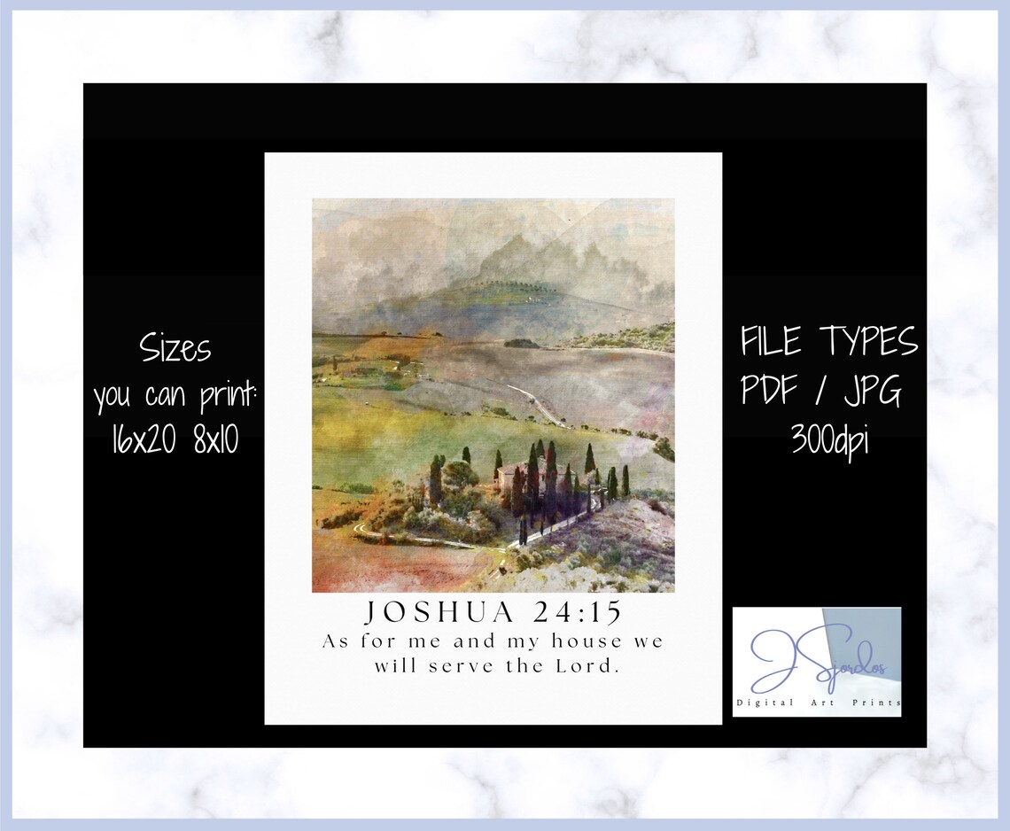 Joshua 24:15 Bible Verse Wall Art Christian Wall Poster - Etsy