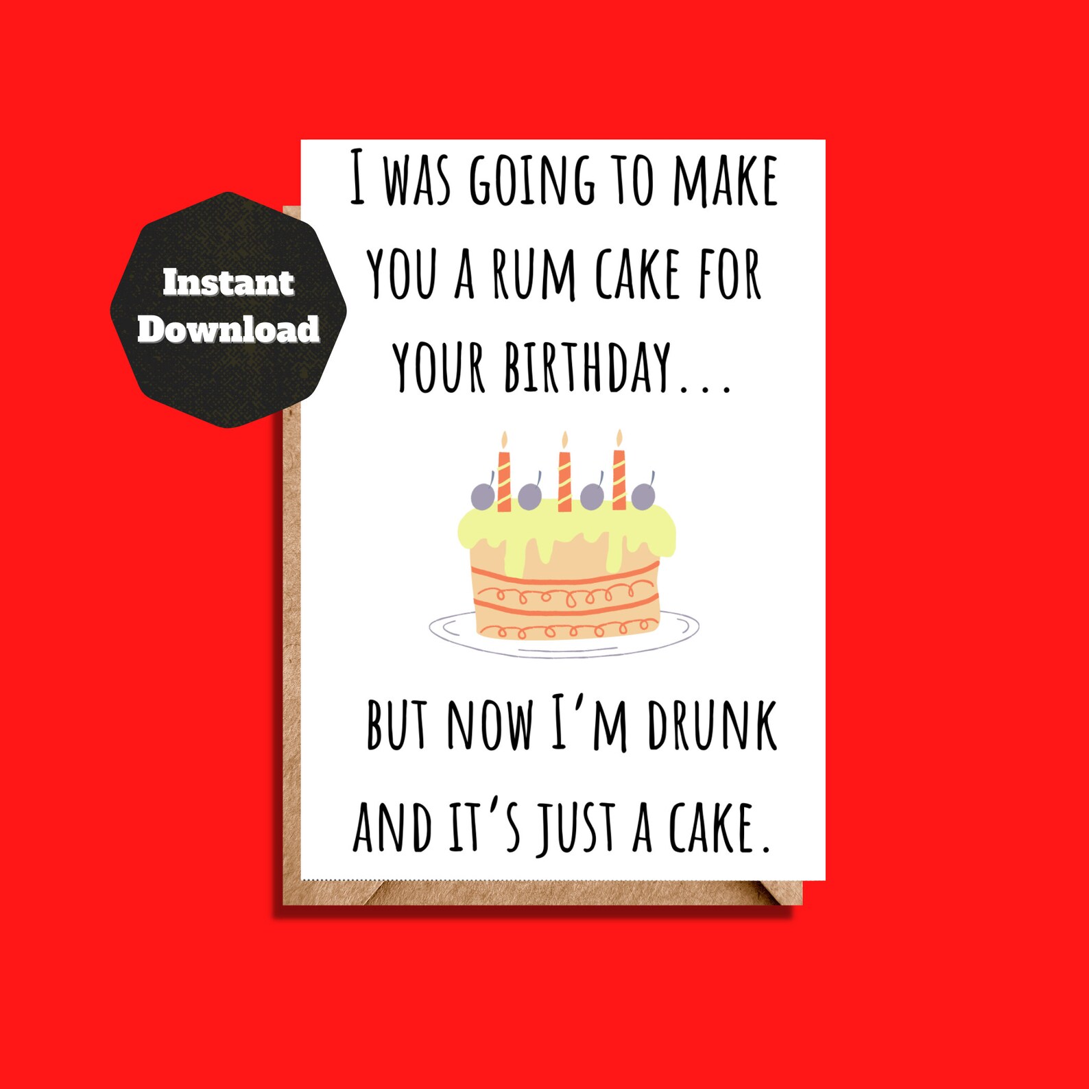 Printable Birthday Card, Funny Birthday Card, Downloadable Instant ...