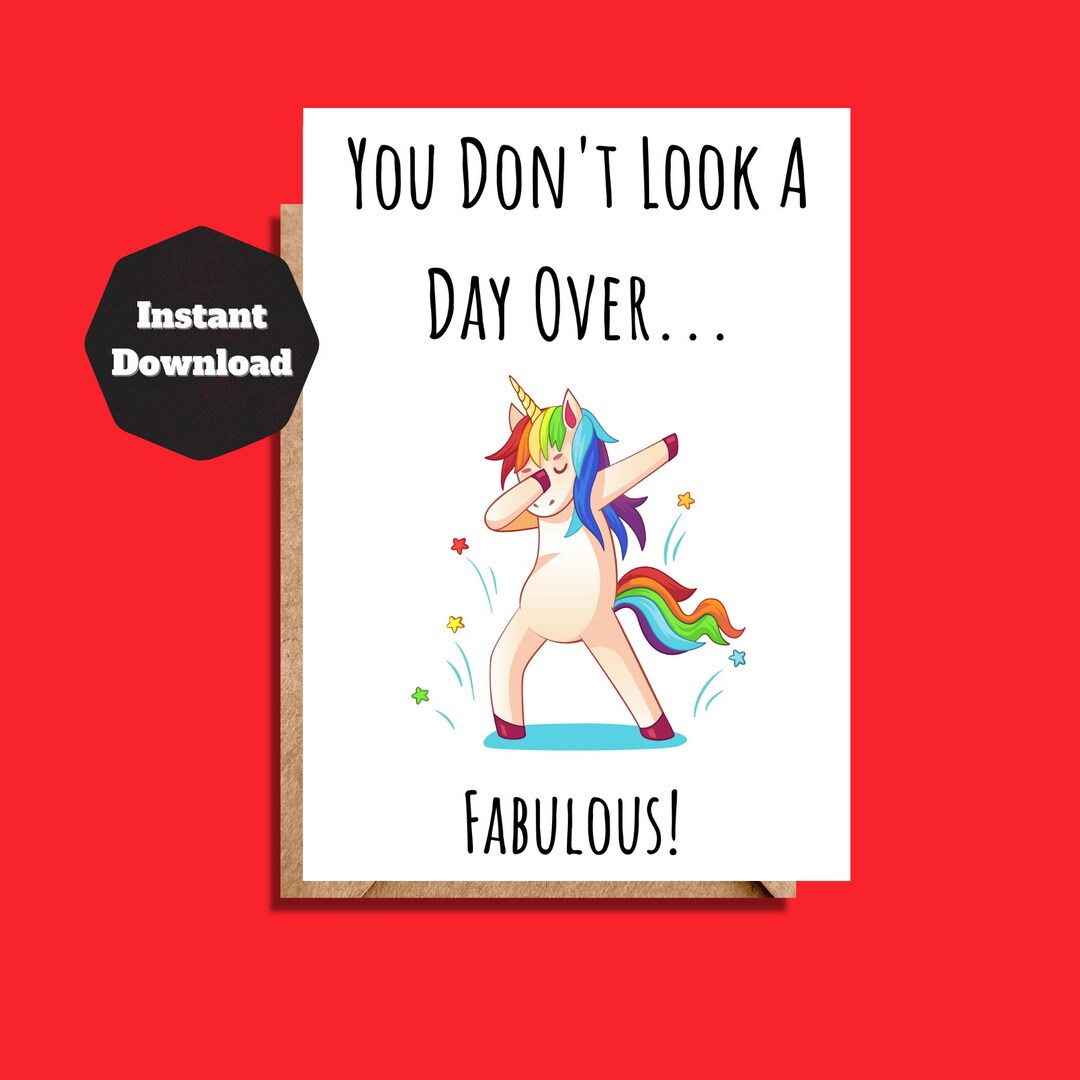 Printable Birthday Card, Funny Birthday Card, Downloadable Instant ...