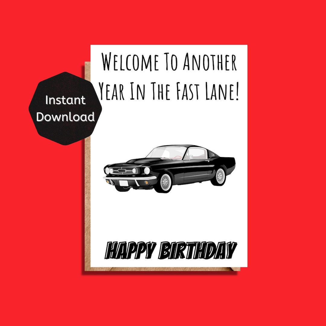 Funny Car Birthday Card for Him (printable PDF) - Etsy