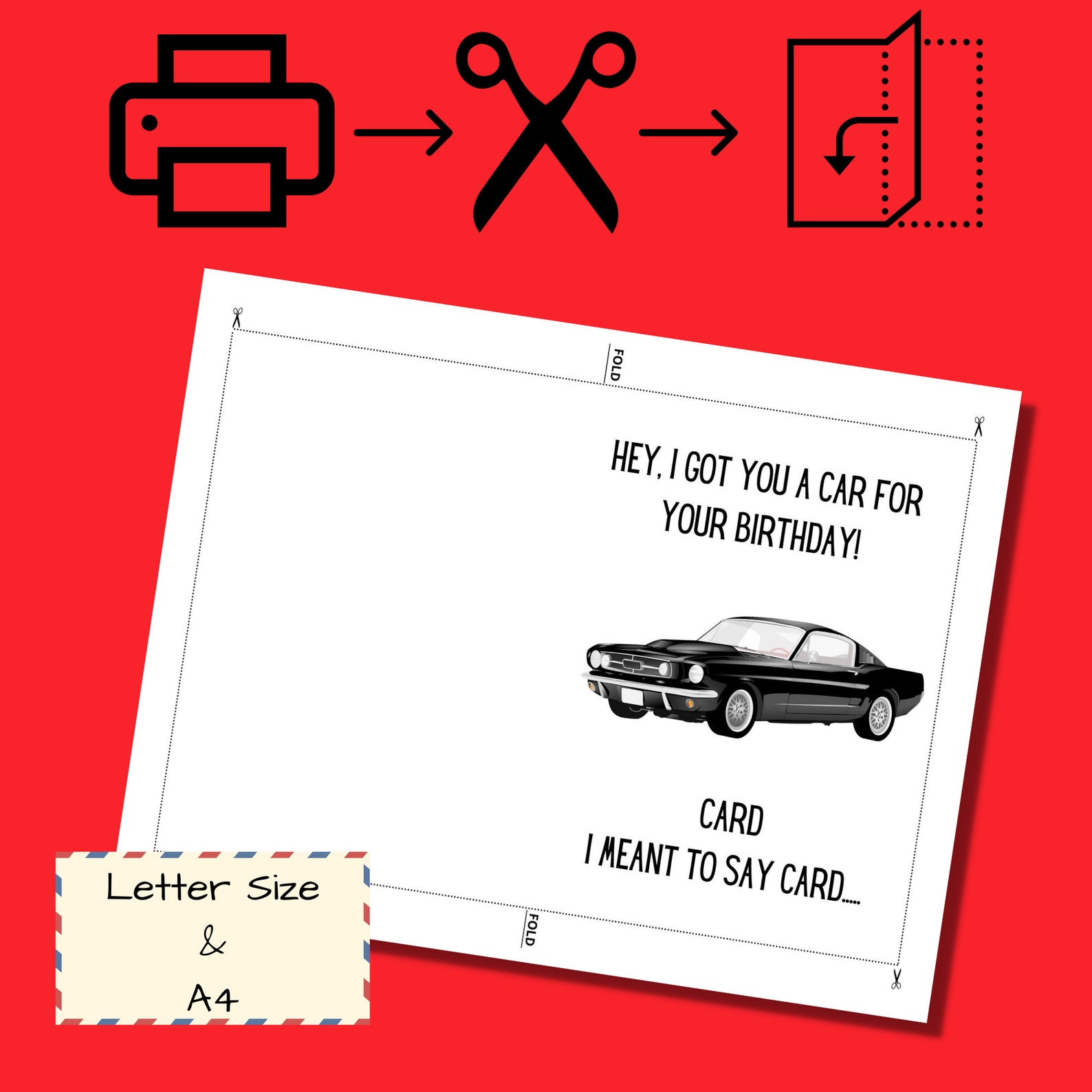 Instant Download Birthday Card Funny Car Lover Birthday Card - Etsy