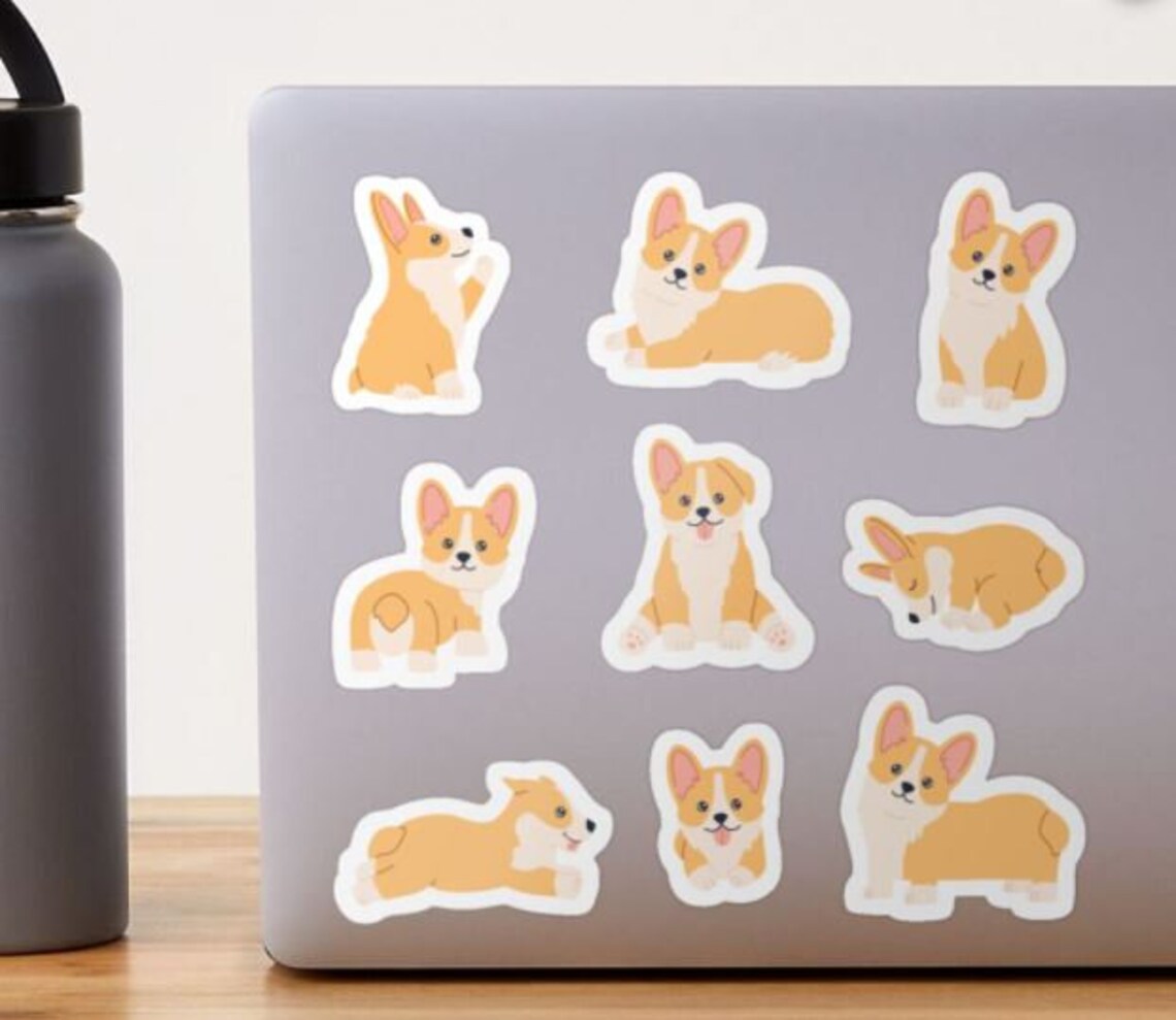Printable Stickers Corgi Dogs 9 Piece Instant Download PNG - Etsy
